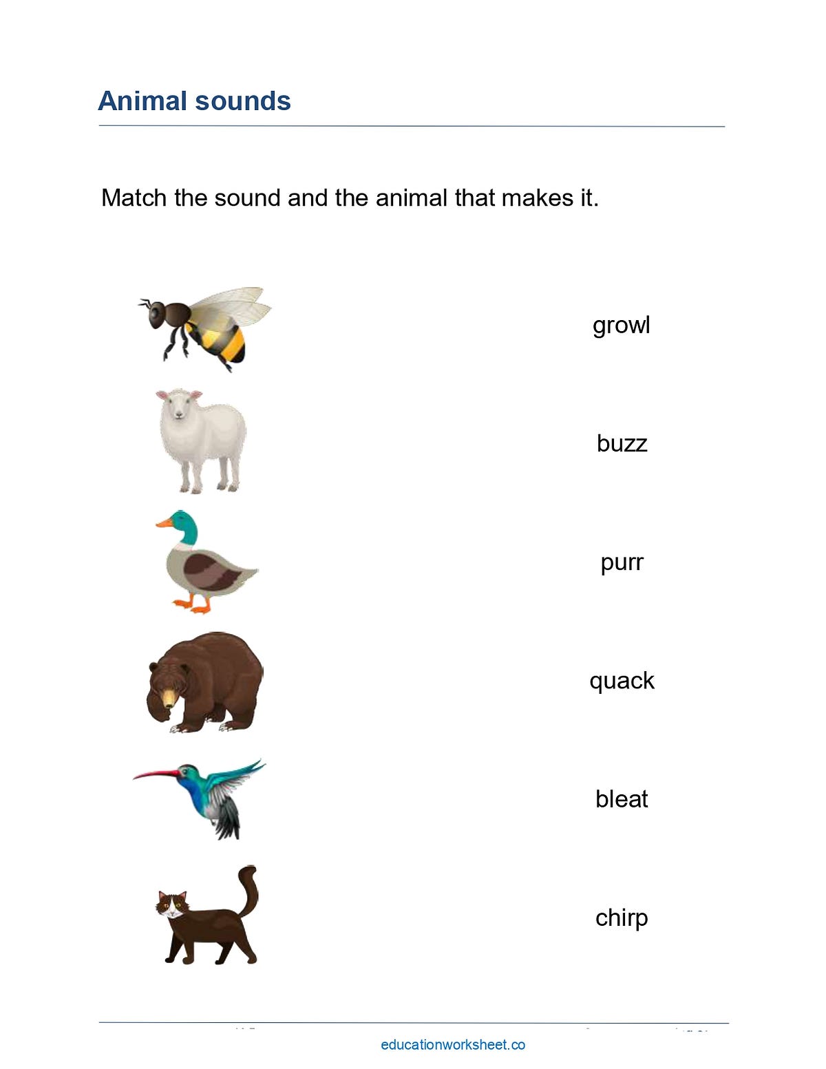 Free Pdf download Animals Sound Worksheets. - Education Worksheet - Medium
