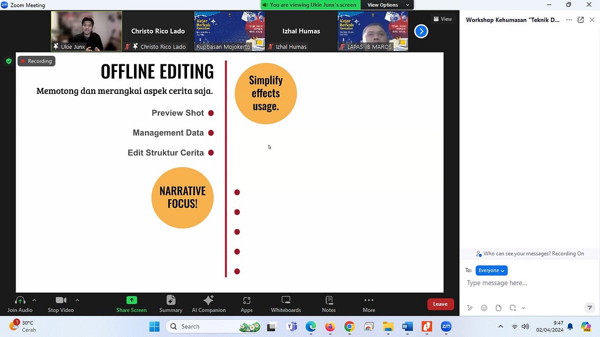 Webinar Pemahaman Teknik Dasar Produksi Audio Visual dengan tema “Pasca ...
