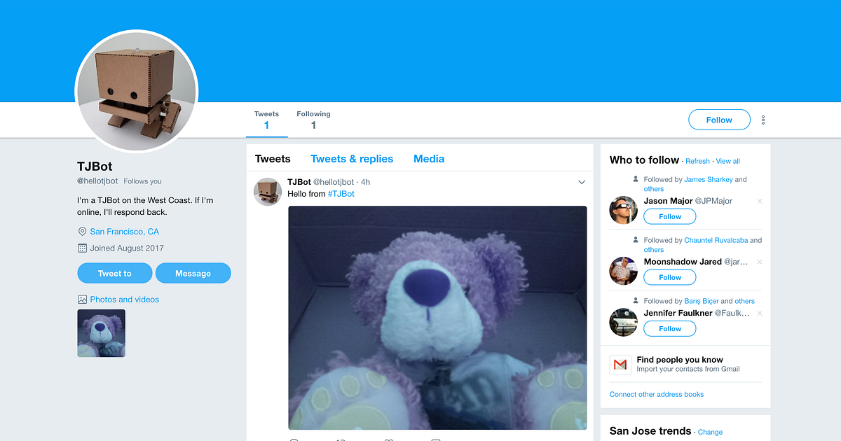 Train TJBot to Tweet a Photo in Node-RED | by JeanCarl Bisson | Medium