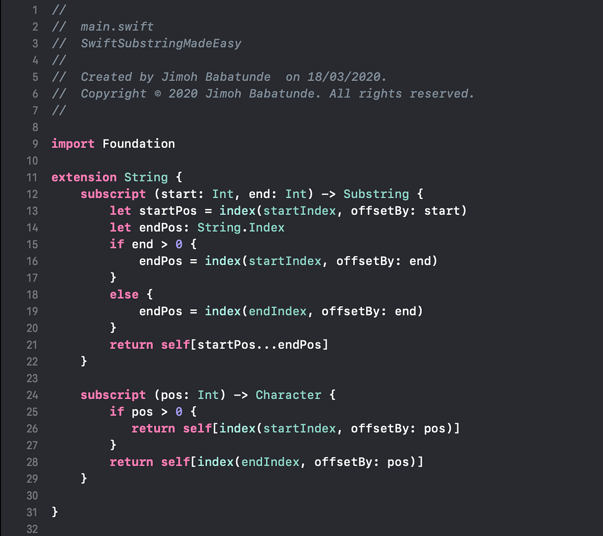 Substring made easy in swift with the aid of subscript | by Jimoh ...