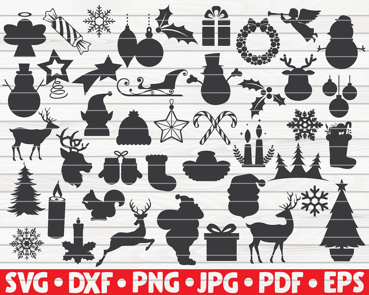 42 Christmas Silhouettes Bundle SVG / Free Commercial Use / Cut files ...