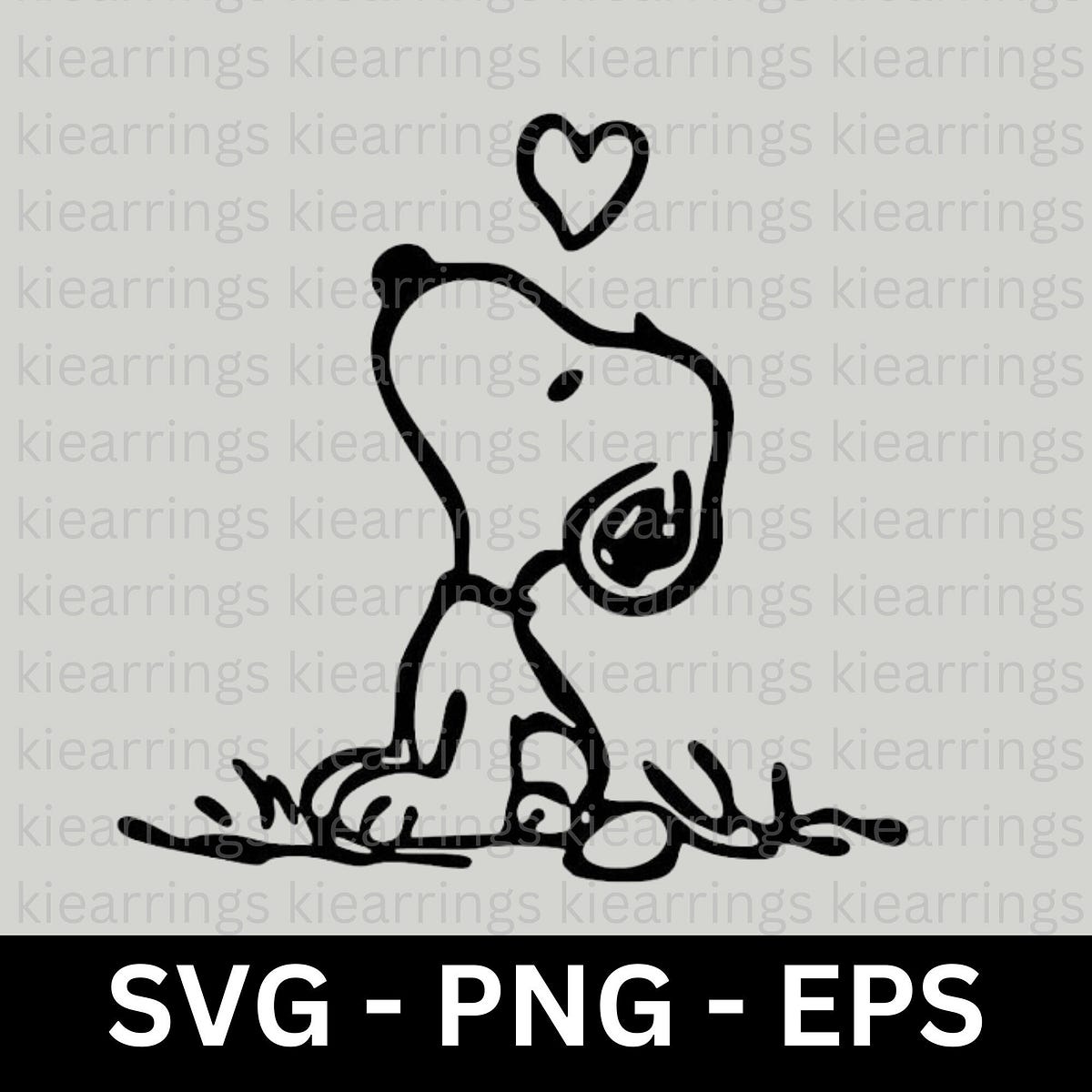 snoopy sitting in grass looking at a heart- downloadable SVG/EPS/PNG ...