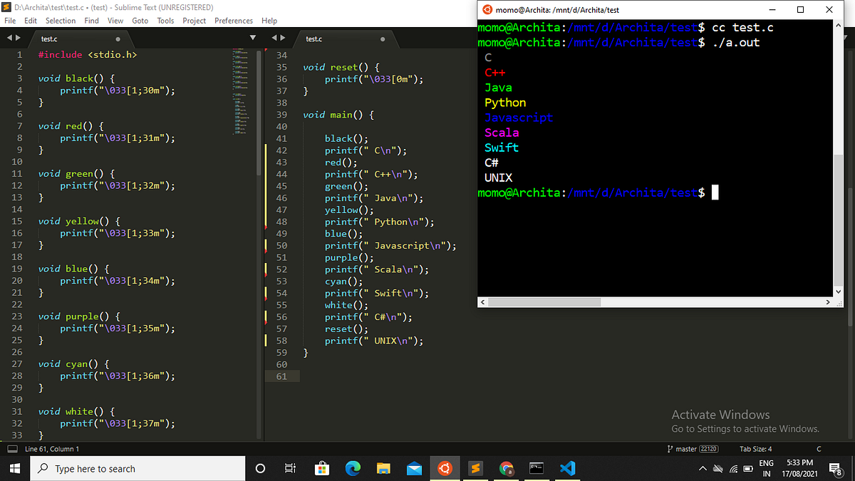 Colorful output in C. Without Graphics Library | by Archita Joshi | Medium