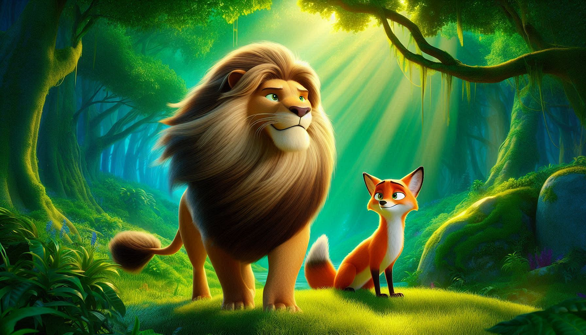 Brave Lion and the Cunning Fox. Once upon a time a fox and a lion were ...