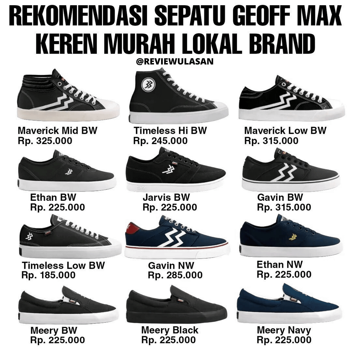 REKOMENDASI SEPATU GEOFF MAX KEREN MURAH LOKAL BRAND Link pembelian ada ...