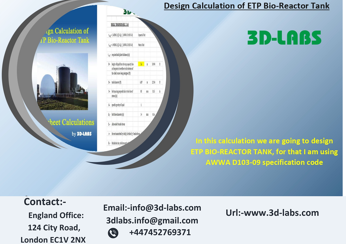 Design calculation of etp bio-reactor tank In UK - Design manager - Medium