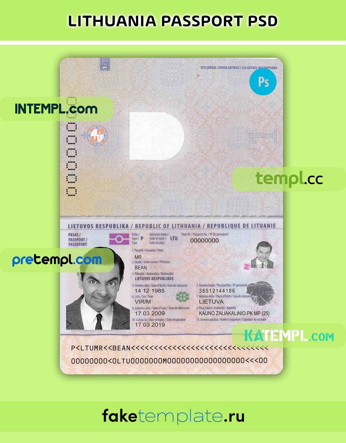 Lithuania passport PSD download template | by Intempl | Medium
