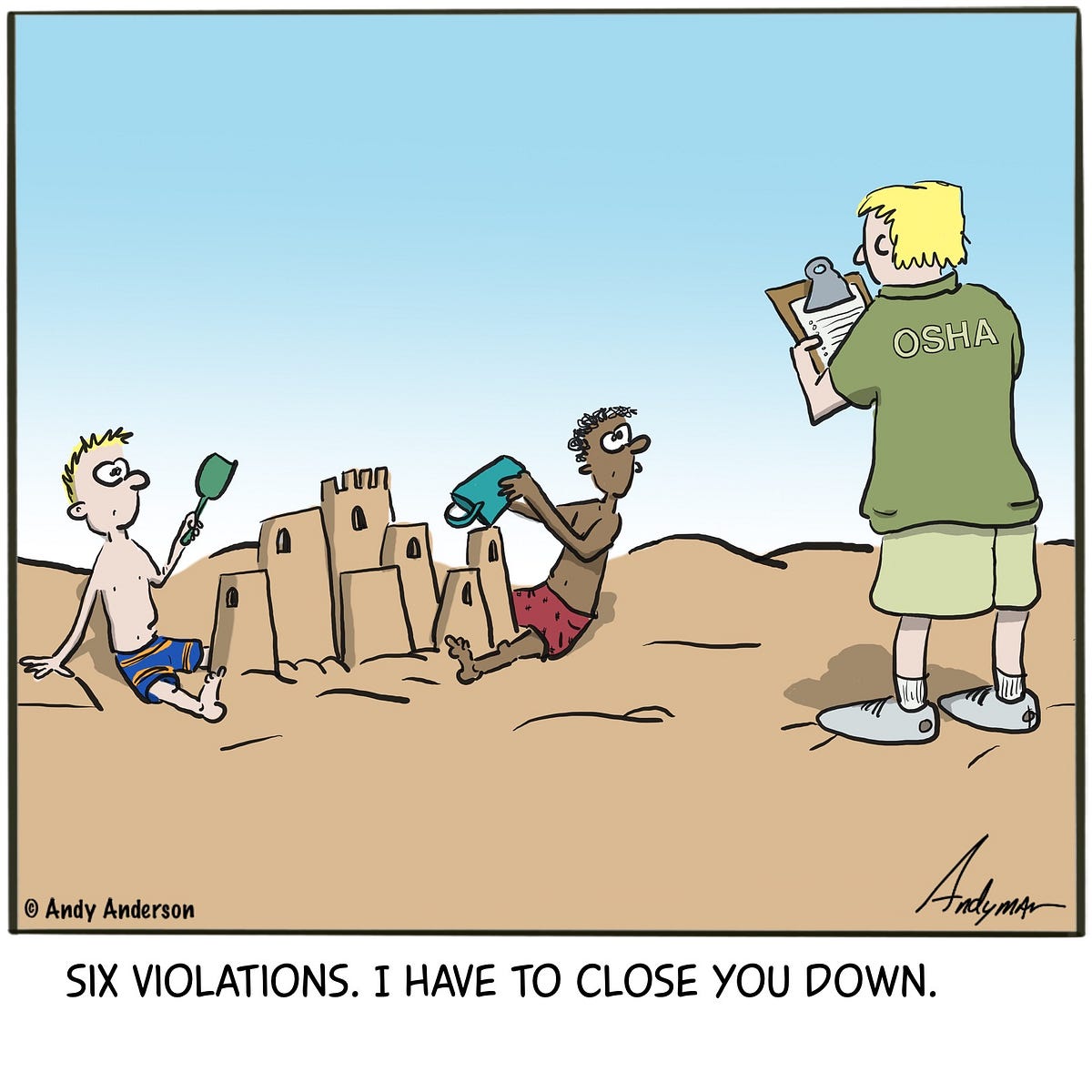 Cartoon about beachfront property and OSHA | Andy Anderson Cartoons