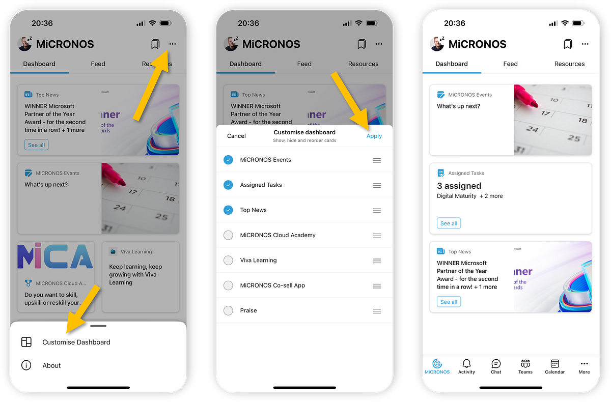 Unleashing Personalization with Viva Connections Mobile Dashboard Customization | by Pieter Op ...