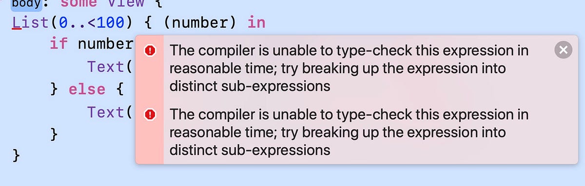SwiftUI 的 The compiler is unable to type-check this expression in reasonable time 問題 - 彼得潘的 iOS ...