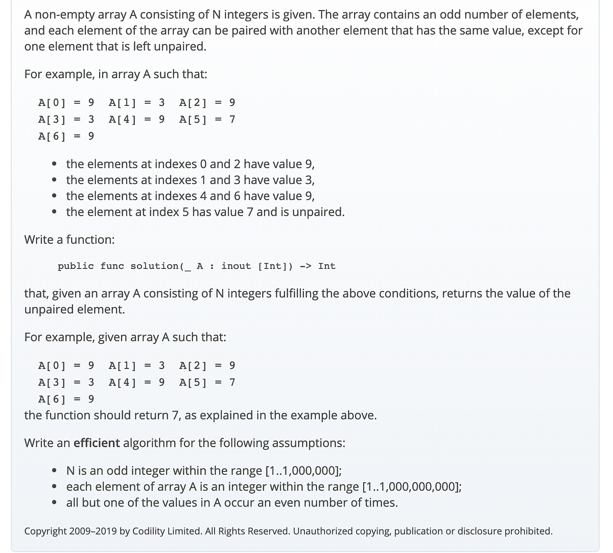 [Codility] Lesson2. OddOccurrencesInArray | by KyoonHo-Park | Medium