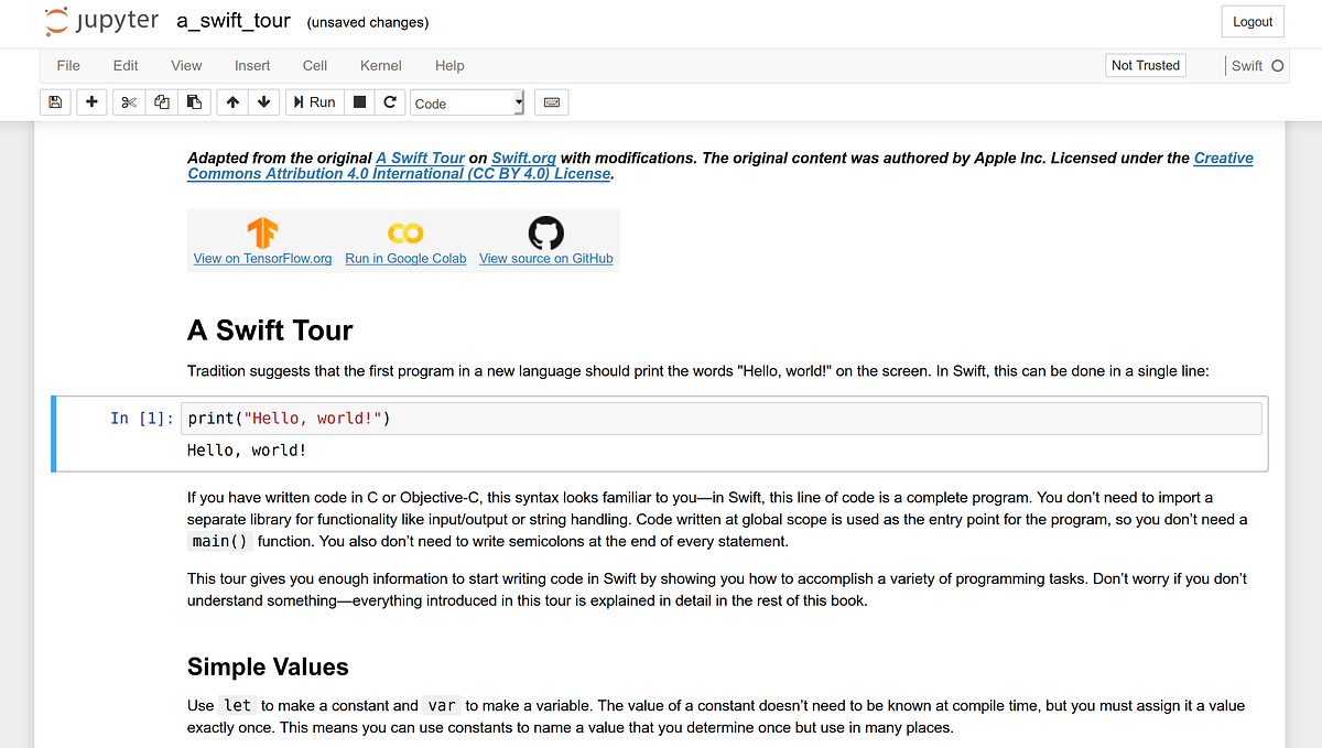 Setting up a Swift for TensorFlow dev enviroment with Jupyter on Ubuntu | by Walter Wiggins | Medium