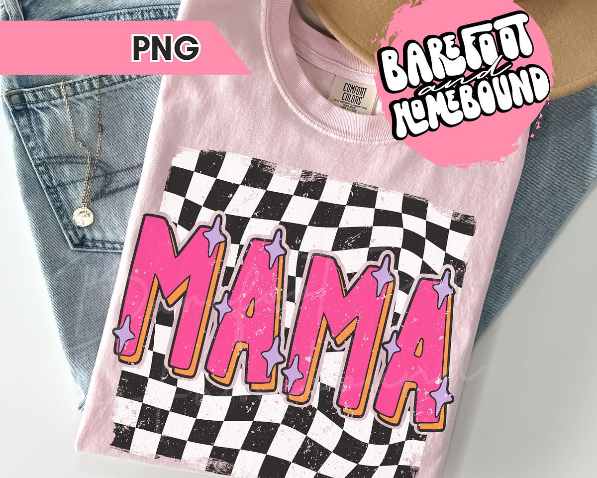 Retro Checkered Mama PNG, Distressed Checkerboard Mom Shirt Design ...
