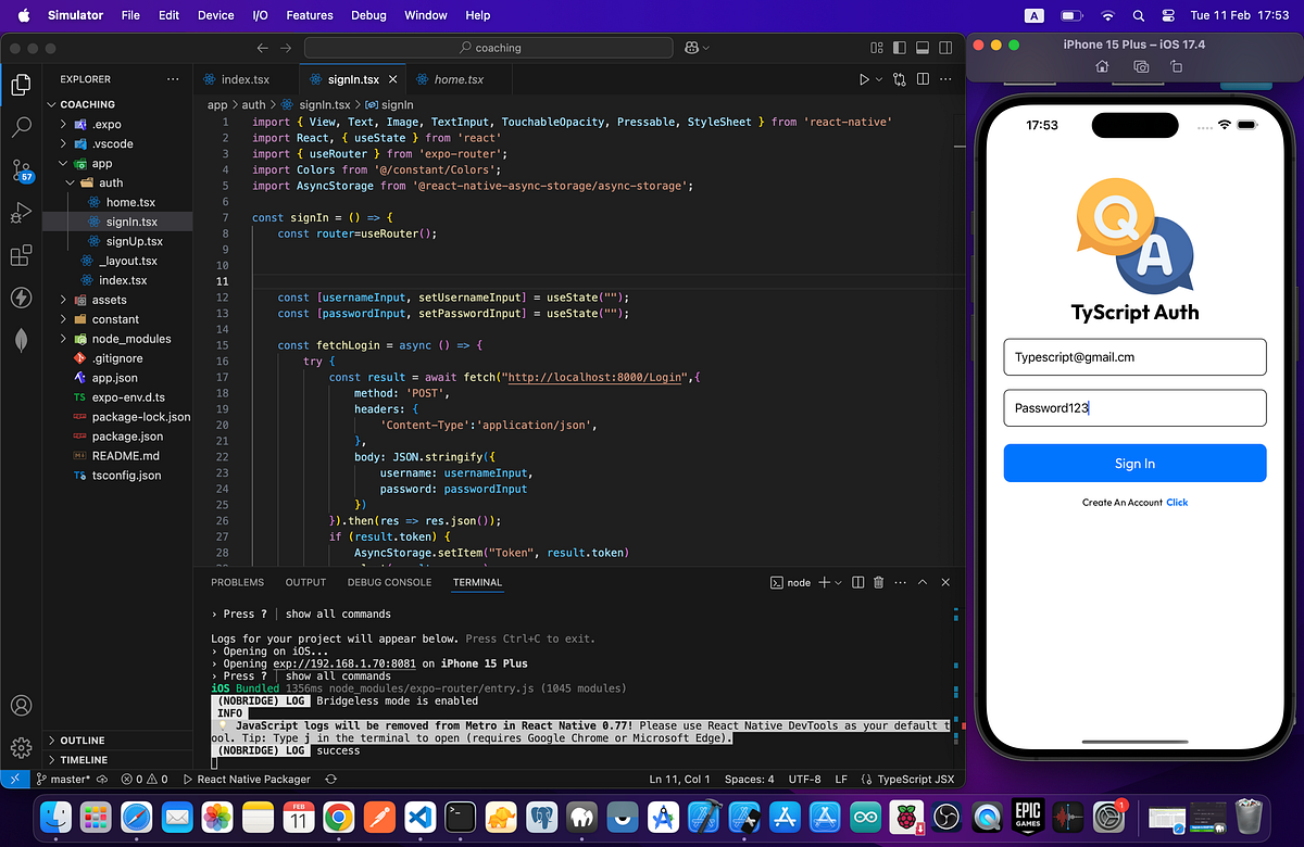 How To Create Authentication Typescript Tsx With Golang Api Mobile