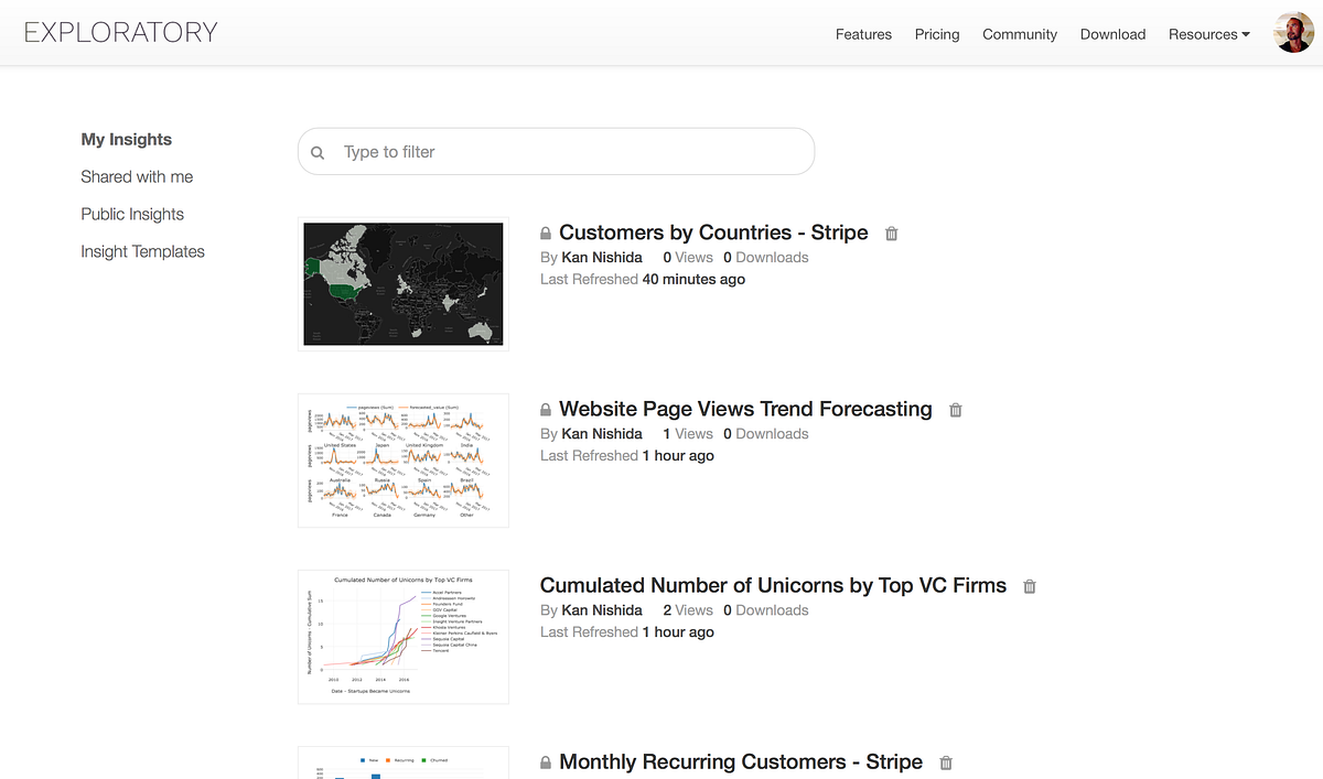 Introducing My Insights Page and Scheduling at Exploratory Cloud | by Kan Nishida | learn data ...