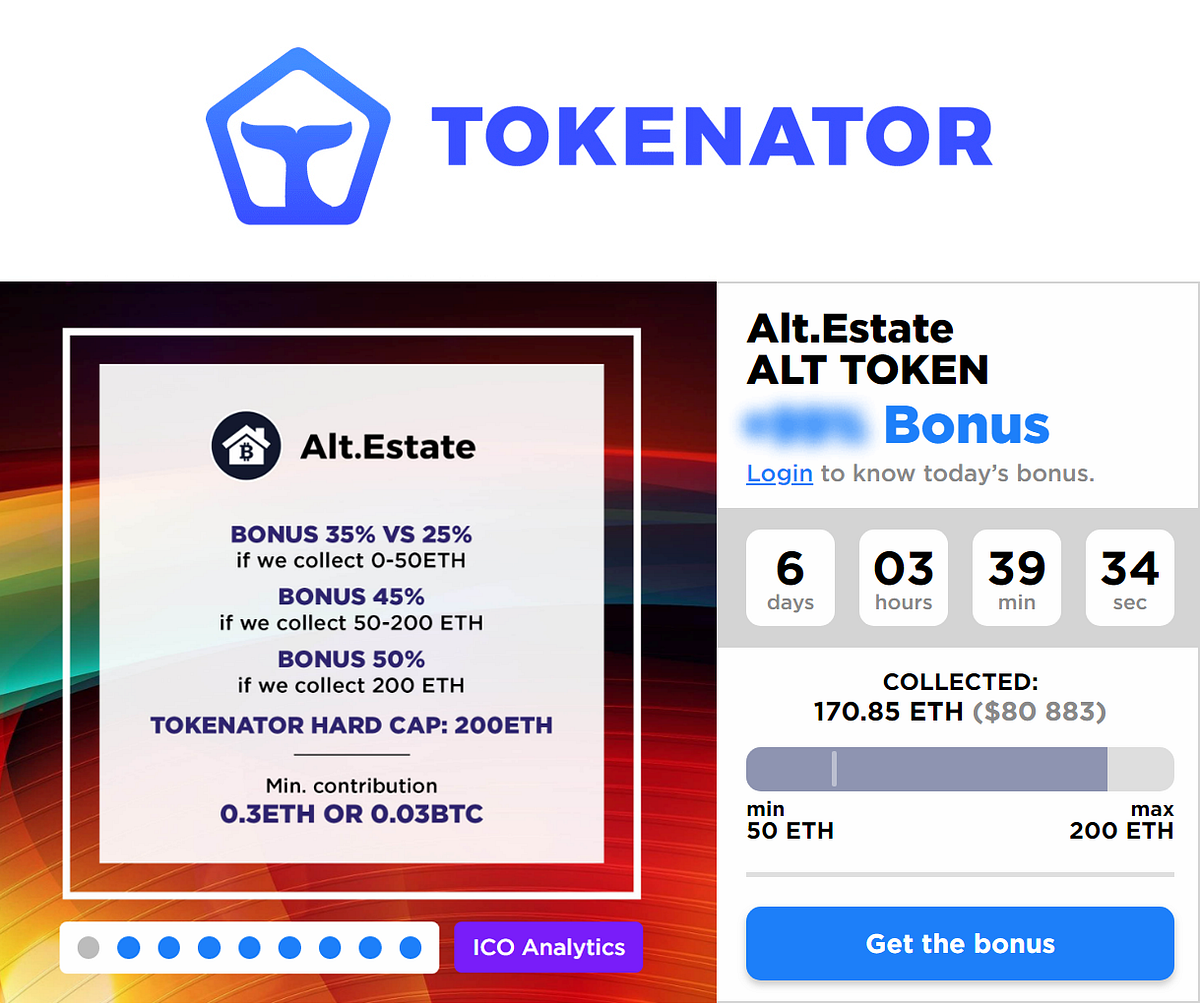 🐳 Alt.Estate ICO: Legendary Comeback with up to 50% Bonus on ALT Tokens ...