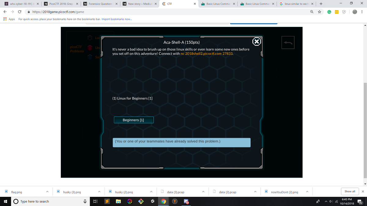 Pico CTF 2018: Aca-Shell-A Solved | by Tim Sumalinog | Medium