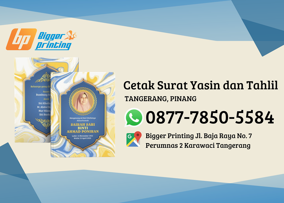 FAST RESPON, Wa./Call. 0877–7850–5584, Cetak Surat Yasin dan Tahlil ...