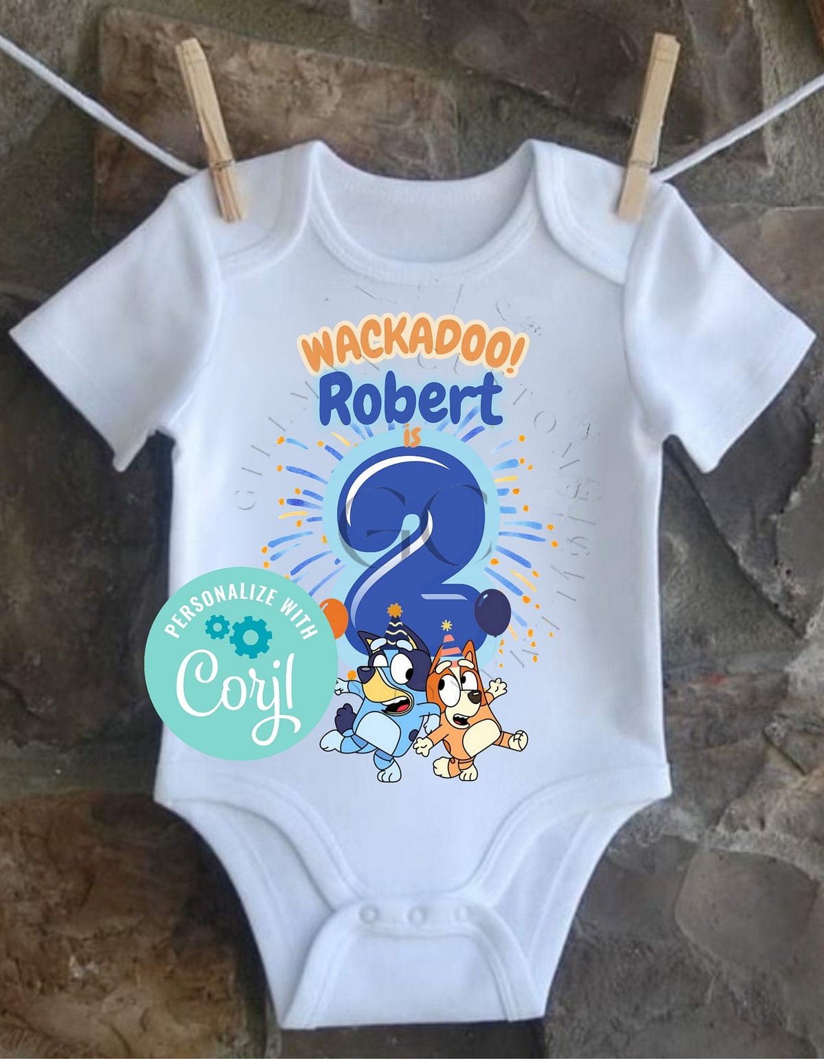 Bluey Birthday Wackadoo Customizable Name is Two! Digital Download PNG ...