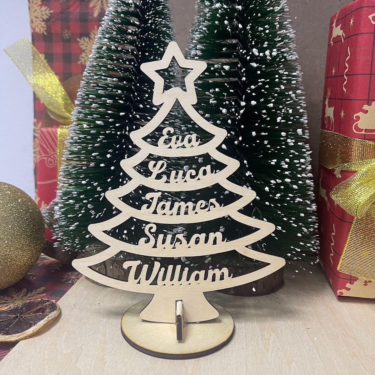Christmas Name Ornament Tree Shape SVG Laser Cut File, Glowforge SVG ...