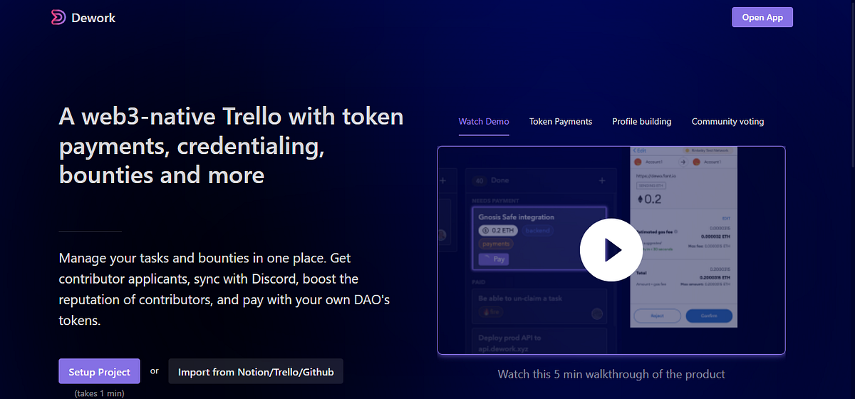 Dework and its Features. Dework is a web3-native Trello with… | by Abel Olaboye | Medium