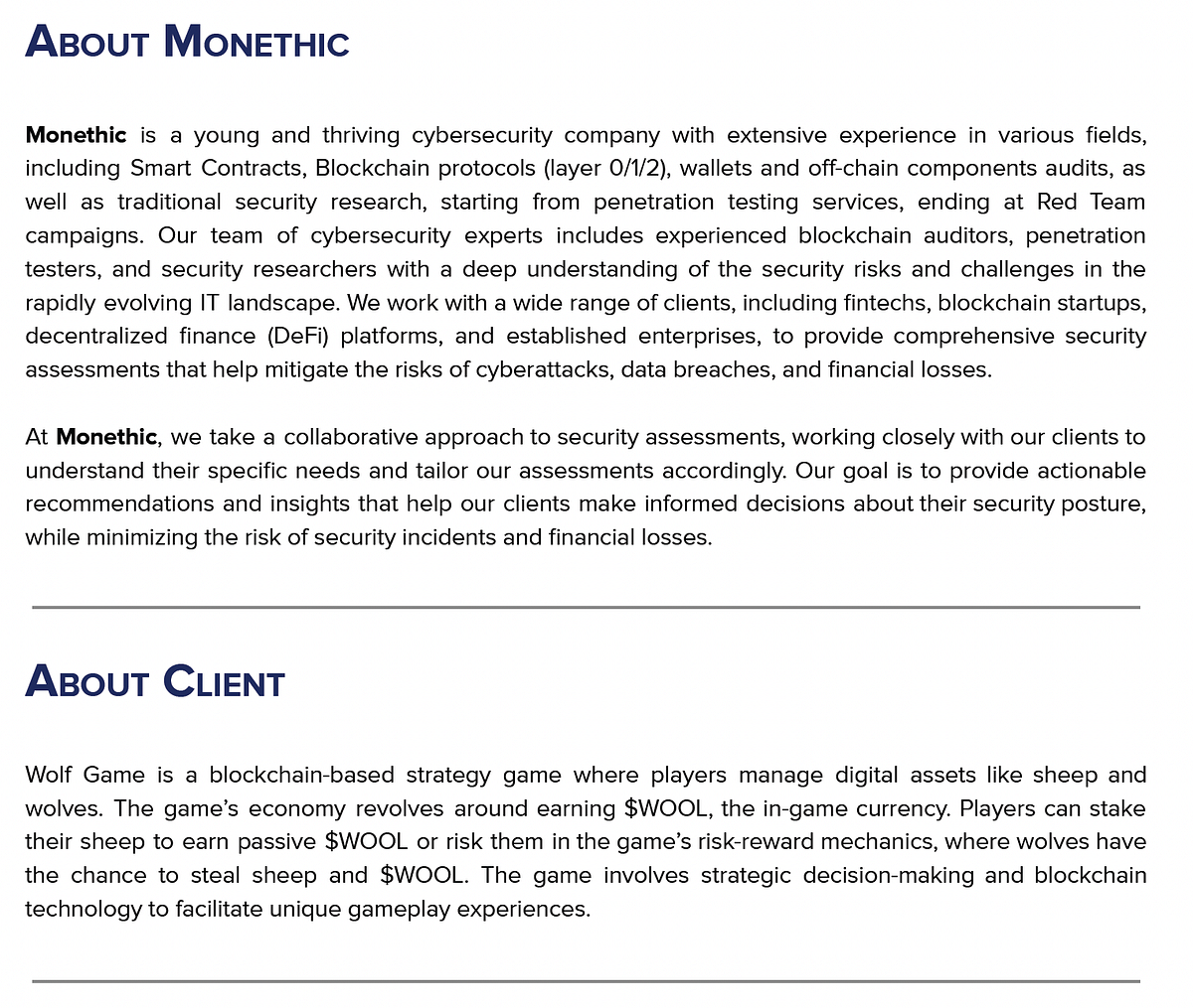 Wolf Game Audit Report - Hyacinth - Medium