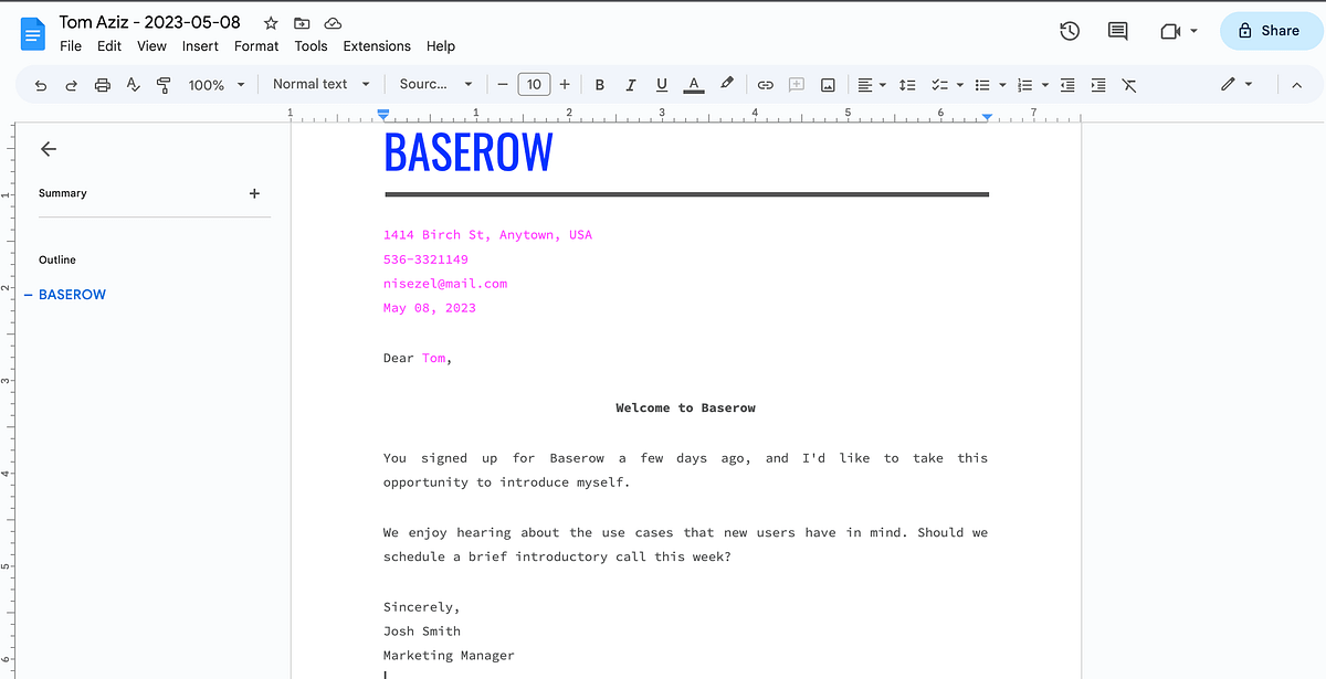 How to create Google Docs automatically | by Baserow | Medium