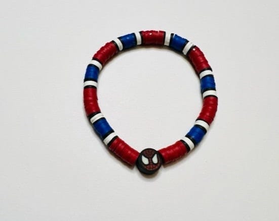 SPIDERMAN Disc Bead Bracelet, Spiderman Jewelry, Superhero Bracelet ...