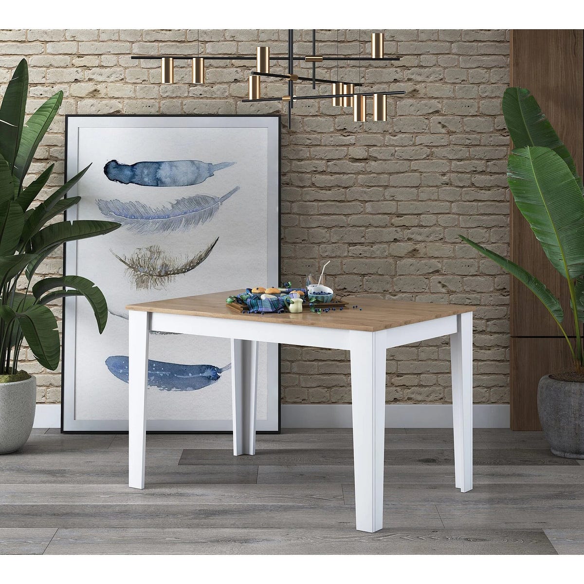 Shop The Home Canvas Modern Design Kitchen Table White/Walnut ...
