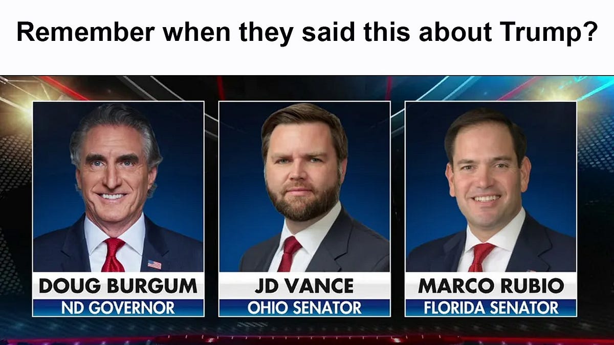 VP Candidates JD Vance, Doug Burgum, & Marco Rubio used to tell these ...