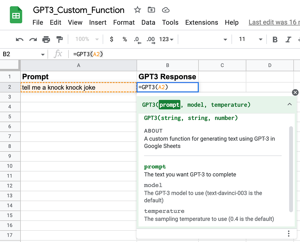 Unleashing the Power of GPT-3 in Google Sheets: A Step-by-Step Guide | by Shanaka C. DeSoysa ...