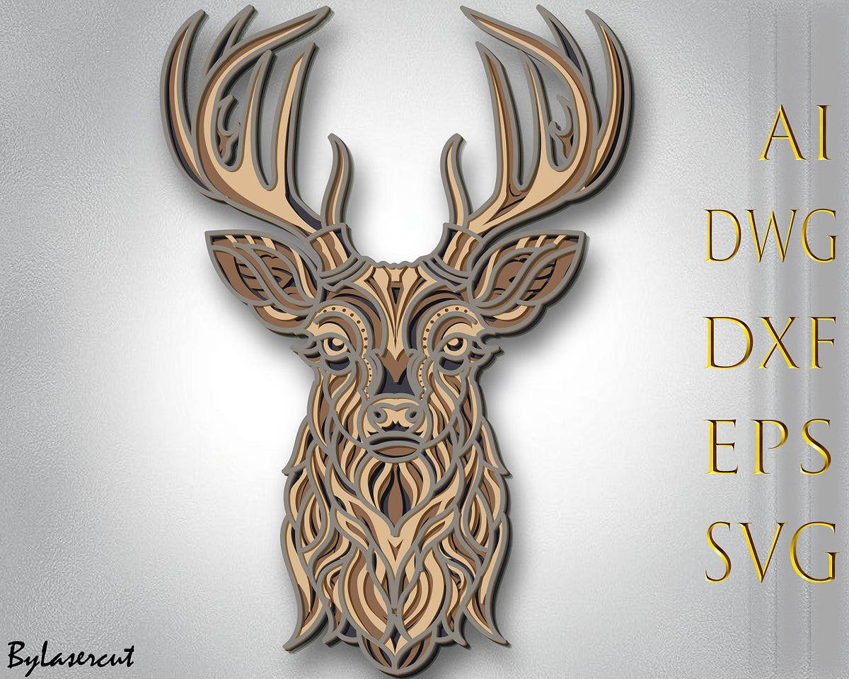 Deer Multilayer Svg,Deer 3D Layer Svg ,Laser Cut,Paper cut,Deer DXF ...