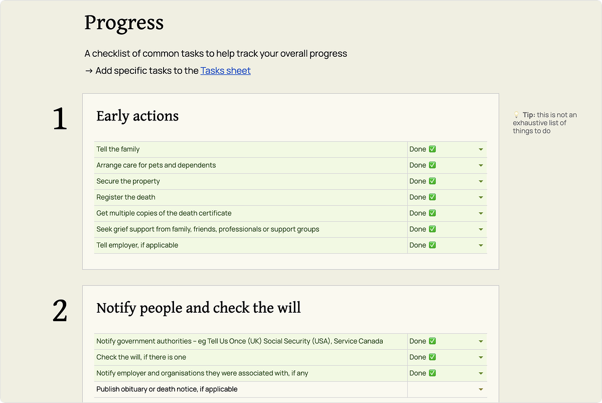 Why I spent a year making a spreadsheet to help families after a death ...