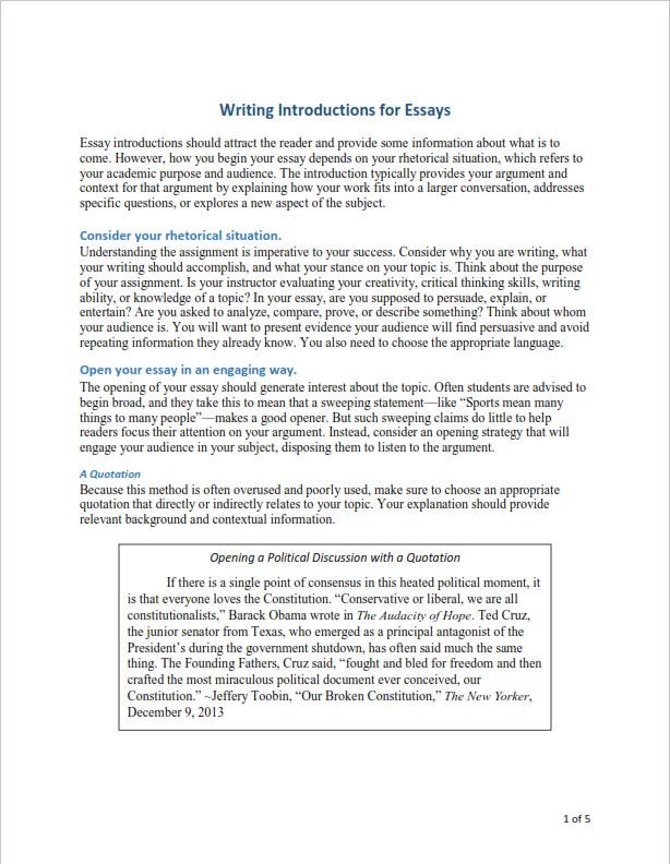 Essay Introduction Examples Essay Introduction Examples