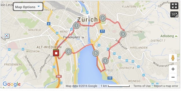 Map With Districts Of Zurich Switzerland