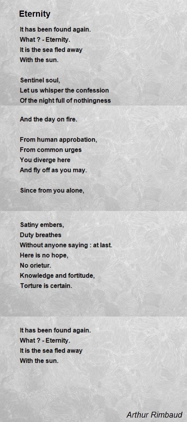 Eternity Poem By Arthur Rimbaud Poem Hunter L'ÉTERNITÉ — VILLEPIN