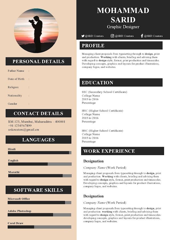 Light CV Template - Cvtamplate - Medium