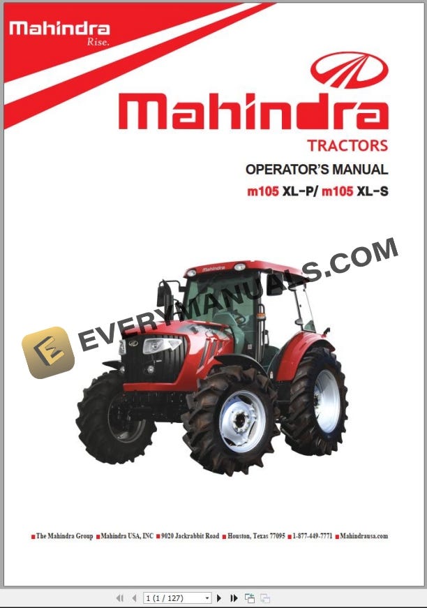 Mahindra Tractor 2555 HST Cab Operator Manual - Mahindra Tractor Operator Manual PDF - Medium