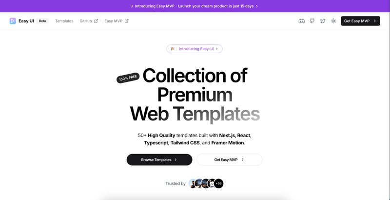 Free Website Templates | Celebrating first 20 days of building Easy UI ...