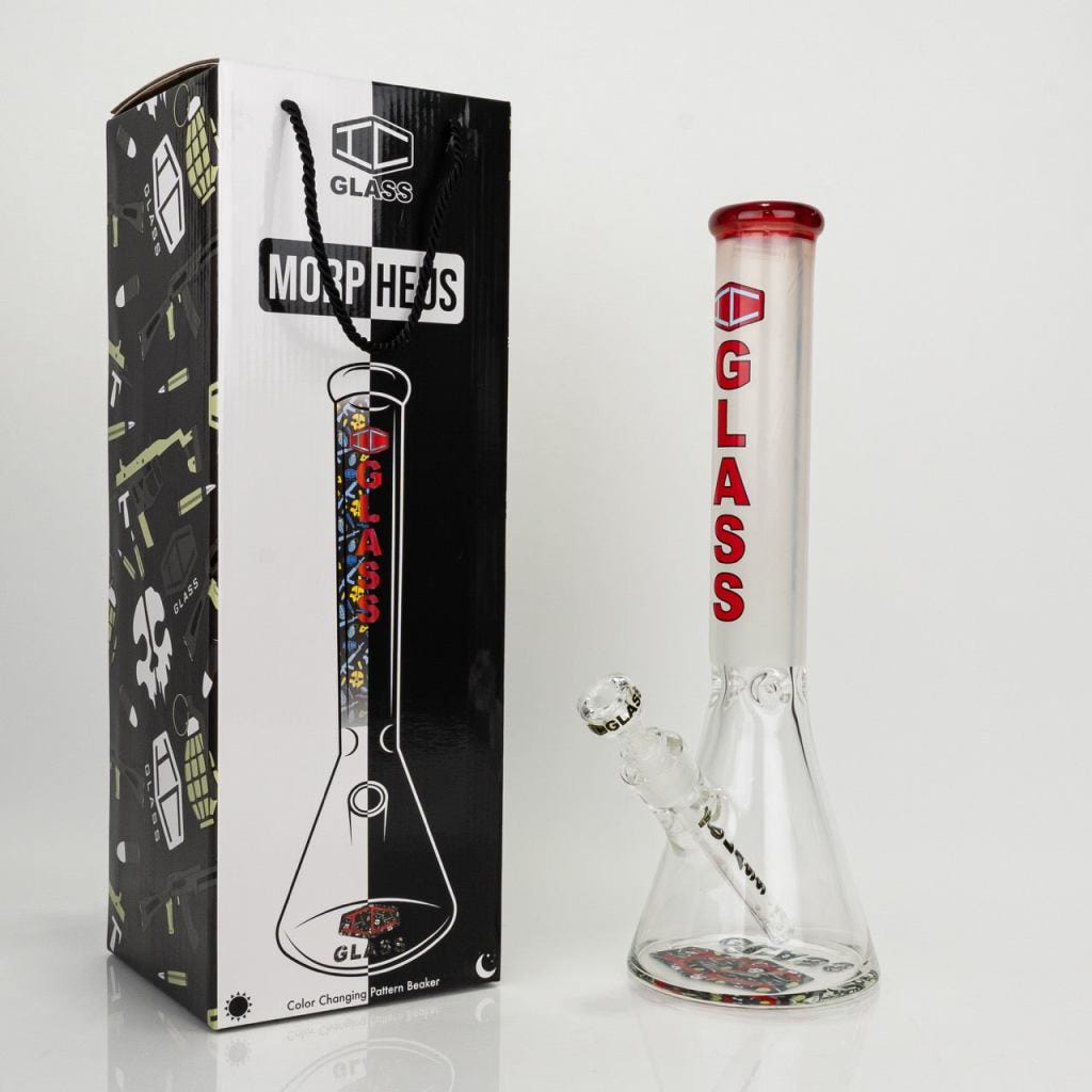The Morpheus — 18" Color Changing Beaker — Milky Blue | IC Glass - IC ...