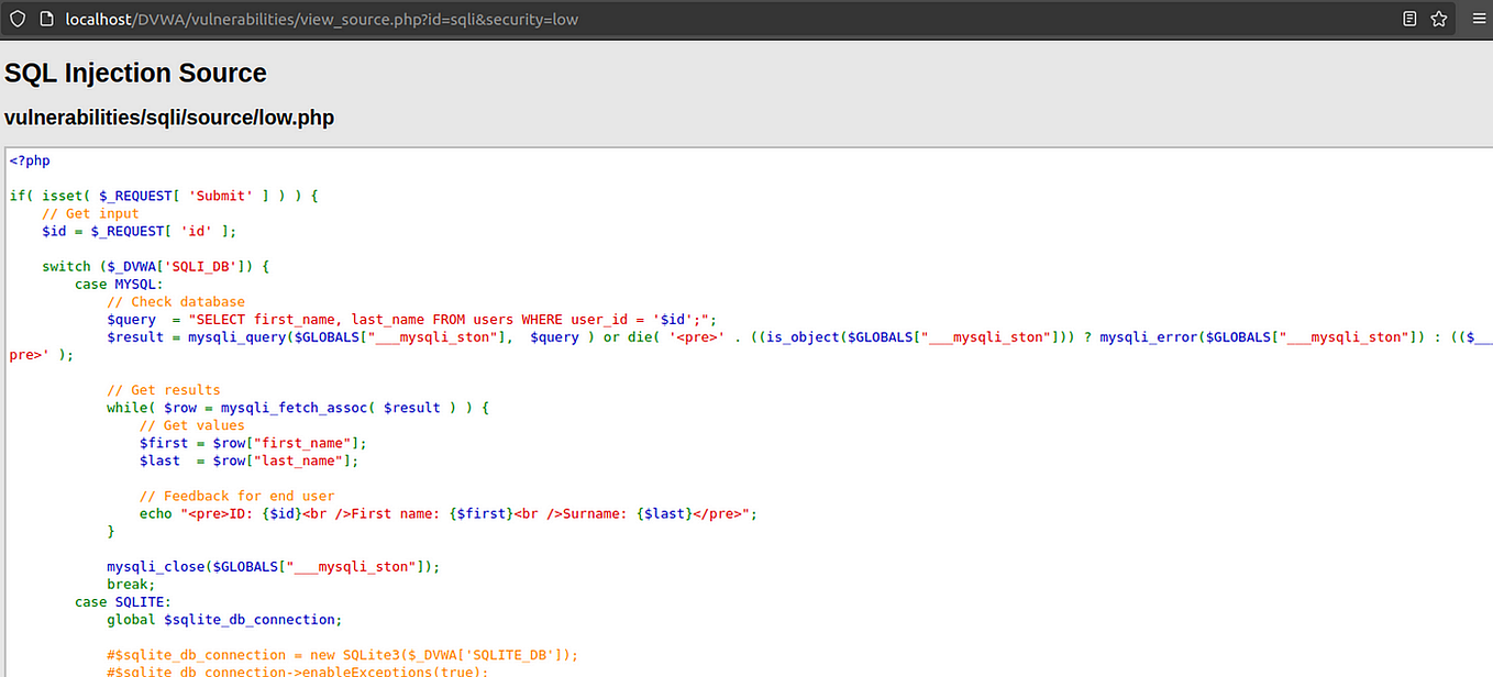 Understanding Sql Injection Attacks Using The Dvwa Application — Low Level — Part One By