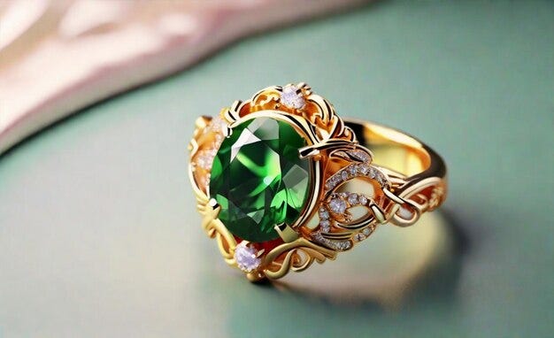 Tourmaline diamond rings - Exotic Gold - Medium