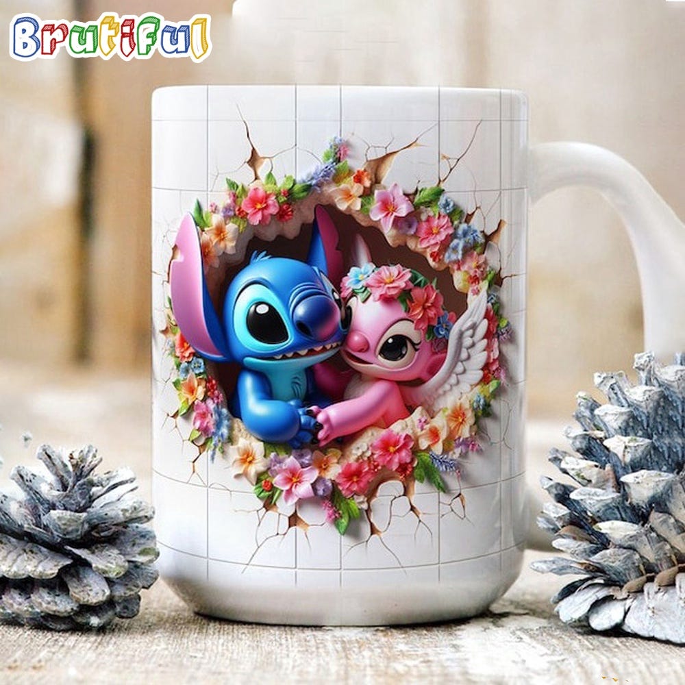 Personalization Stitch Ohana Family 3D Mug, Coffee Mug, Lilo Stitch Mug ...