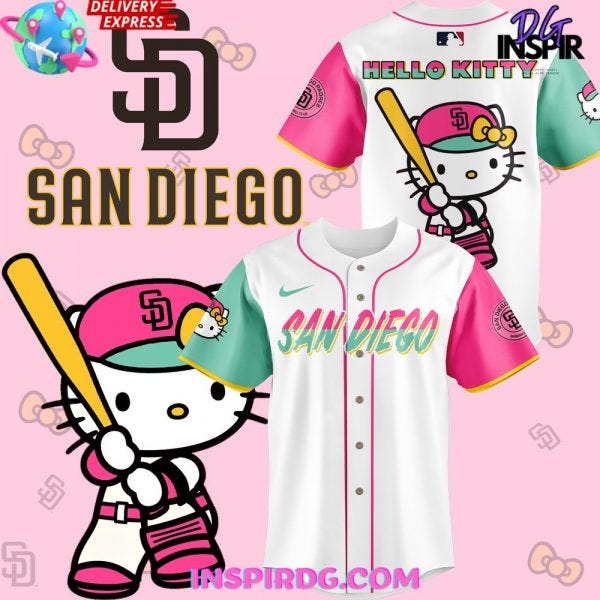 San Diego Padres x Hello Kitty Night 50th Anniversary Baseball Jersey ...