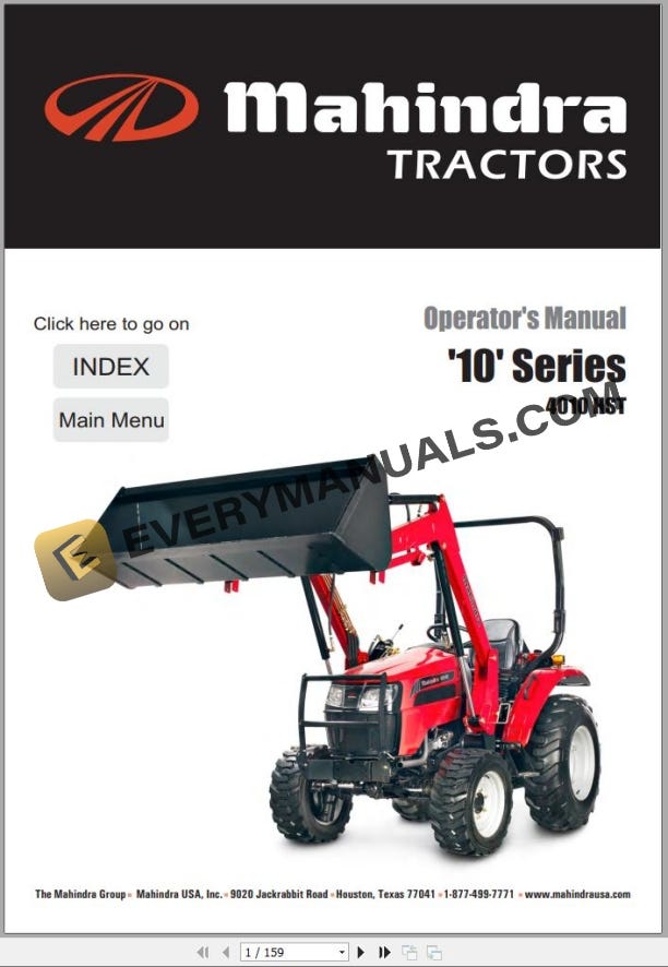 Mahindra Tractor mPOWER Series 85 85P mCRD Operator Manual - Mahindra ...