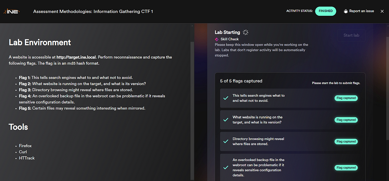 Lab Assessment Methodologies: Information Gathering CTF1 (EJPT) | by Oluwaseun Adebayo | Medium