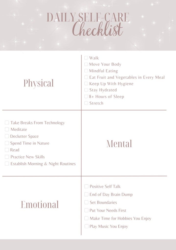 A Daily Self-Care Checklist That Everyone Needs | by fifi | Medium