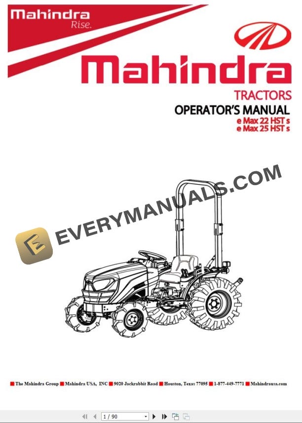 Mahindra Tractor 2555 HST Cab Operator Manual - Mahindra Tractor Operator Manual PDF - Medium