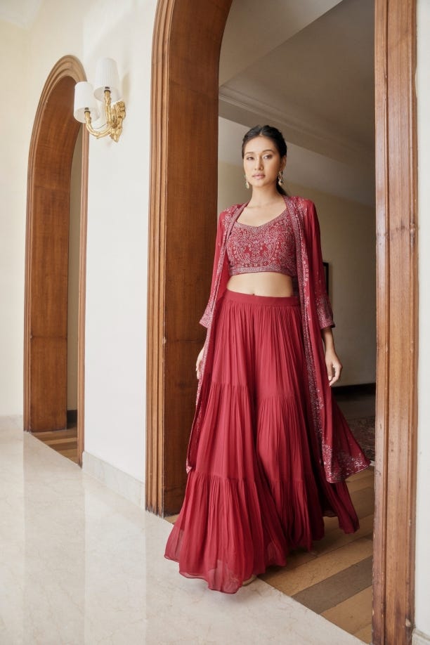 Elevating Elegance: Unveiling the Beauty of Frontier Raas’ Pink Floral ...