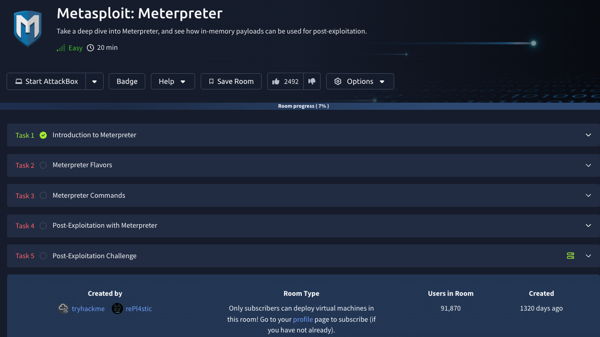 Metasploit: Meterpreter | Walkthrough Tryhackme | by Rahul Kumar | System Weakness